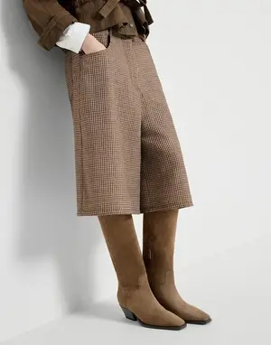 Brunello Cucinelli Monili Houndstooth Wool Shorts - Brown