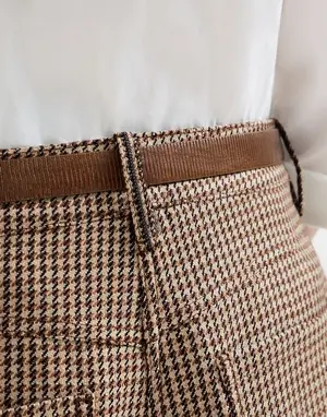 Brunello Cucinelli Monili Houndstooth Wool Shorts - Brown
