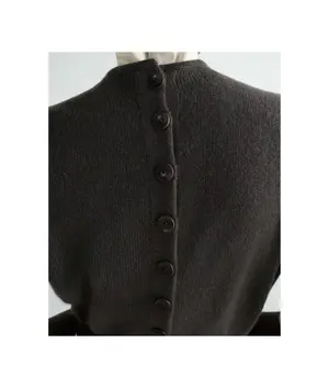LEMAIRE Reversible Buttoned Sweater In Cashmere - Stone