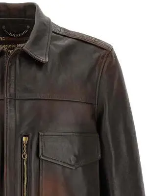 GOLDEN GOOSE Leather Bomber Jacket