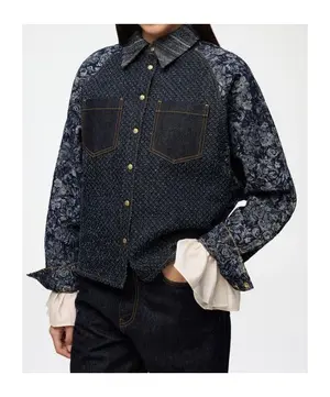 GANNI Shirt In Patchwork Denim