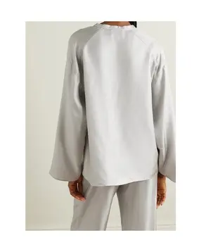 Loulou De Saison Lace-up Silk-twill Blouse