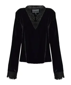 GANNI Long-sleeved Top - Black