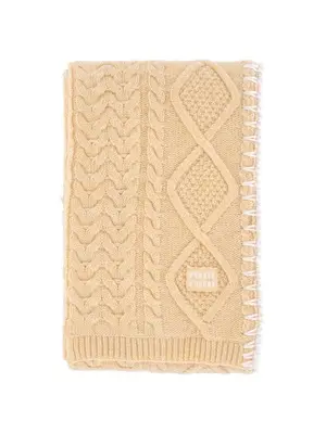 Miu Miu Cable-knit Embroidered Scarf