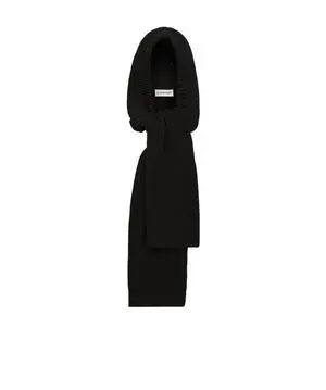 Moncler Logo Patch Hooded Scarf - Black