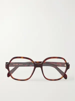 Celine Triomphe Mini Round-frame Acetate Glasses - Tortoiseshell