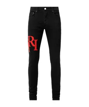 Amiri Monogram Print Skinny Jeans - Black