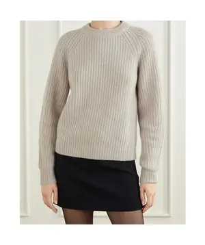 LISA YANG Ribbed Crew Neck Sweater - Beige