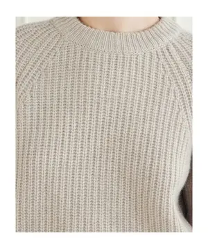 LISA YANG Ribbed Crew Neck Sweater - Beige
