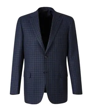 Brioni Checked Wool-blend Blazer - Blue
