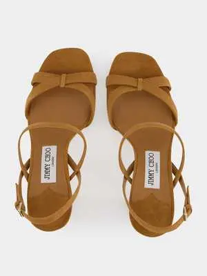 JIMMY CHOO Elsy Block Heel 85 Sandals - Toffee