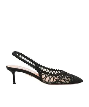 AQUAZZURA Kahlo Embroidered Mesh Pumps