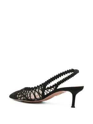 AQUAZZURA Kahlo Embroidered Mesh Pumps