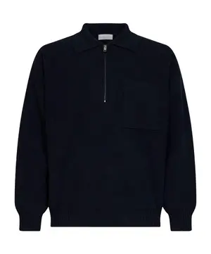 ROBERTO COLLINA Half Zip Polo Sweater - Black