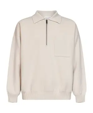 ROBERTO COLLINA Zip Polo Knitted Sweater - White