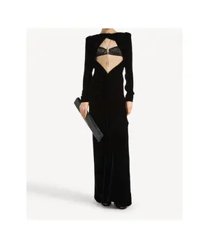 Balmain Long Velvet And Lace Dress