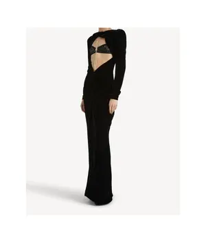 Balmain Long Velvet And Lace Dress