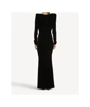 Balmain Long Velvet And Lace Dress