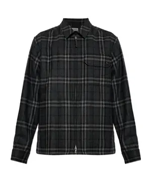 Burberry Check Wool Cashmere Overshirt - Black
