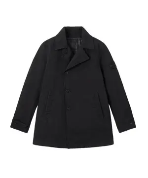 Stone Island Padded Peacoat With Anti-drop - Black