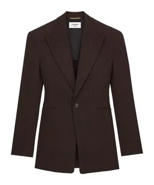 Saint Laurent Single-breasted Striped Jacket - Maroon/beige