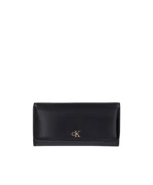 Calvin Klein Leather Rfid Monogram Longfold Wallet - Black