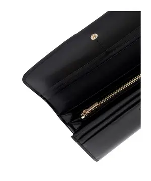 Calvin Klein Leather Rfid Monogram Longfold Wallet - Black