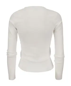 Brunello Cucinelli V-neck Long Sleeved Top - White