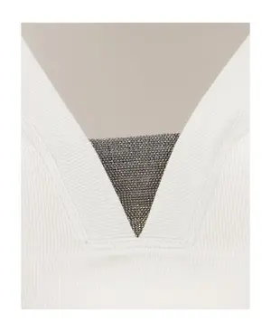 Brunello Cucinelli V-neck Long Sleeved Top - White