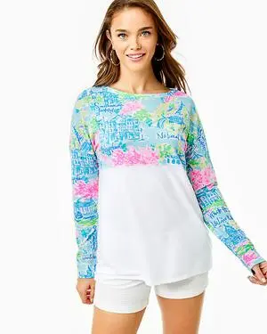 Lilly Pulitzer® Finn Top, Relaxed Fit, Boat Neck, Long Sleeves - Multicolor