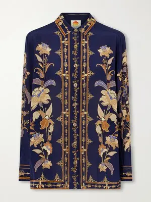 Farm Rio Liz Printed Crepe De Chine Shirt