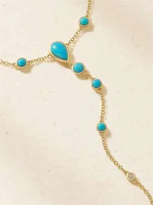 Shay 18-karat Gold, Turquoise And Diamond Hand Bracelet