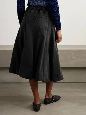Sea Patchwork Denim Mid-length Skirt