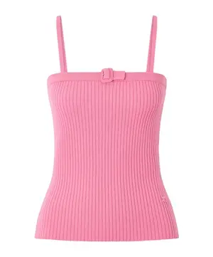 COURREGES Buckled Ribbed-knit Tank - No