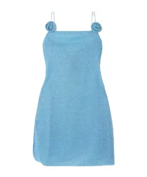 Oseree Appliquéd Metallic Stretch-knit Mini Dress