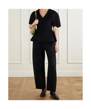 LISA YANG Double V-neck Peplum Top
