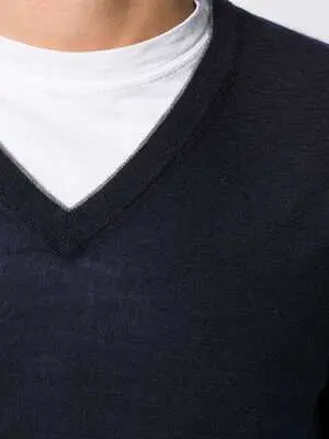 Brunello Cucinelli Ribbed-knit V-neck Jumper - Black