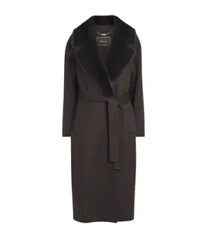 Kiton Cashmere Mink-lapel Wrap Coat