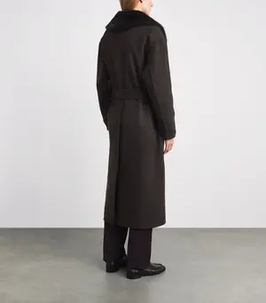Kiton Cashmere Mink-lapel Wrap Coat