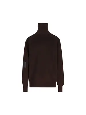 Loewe Zip-neck Patch Knitted Sweater - Brown