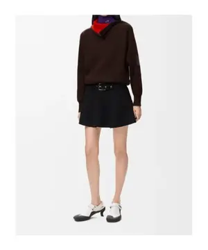 Loewe Zip-neck Patch Knitted Sweater - Brown