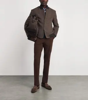 Corneliani Wool Herringbone Bomber Jacket