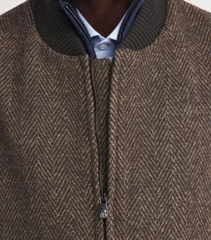 Corneliani Wool Herringbone Bomber Jacket
