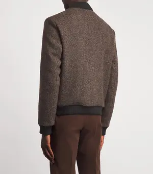 Corneliani Wool Herringbone Bomber Jacket