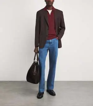 Corneliani Virgin Wool Quarter-zip Polo Sweater - Red
