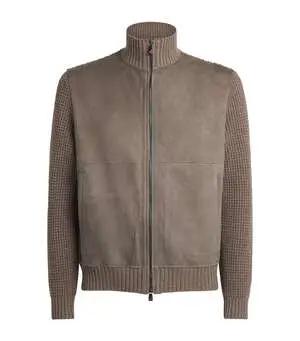 Corneliani Wool-suede Hybrid Jacket - Brown