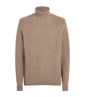 Barbour Wool Staplecross Rollneck Sweater - Brown