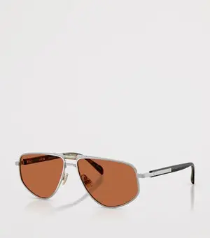 Brunello Cucinelli Titanium Dike Aviator Sunglasses - Clear