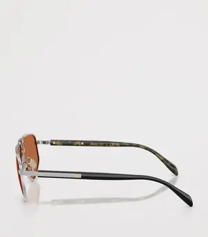 Brunello Cucinelli Titanium Dike Aviator Sunglasses - Clear