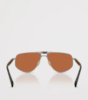 Brunello Cucinelli Titanium Dike Aviator Sunglasses - Clear